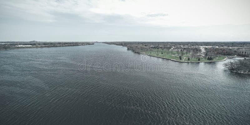 A View of the Fox River in Green Bay Wisconsin Stock Photo - Image of ...