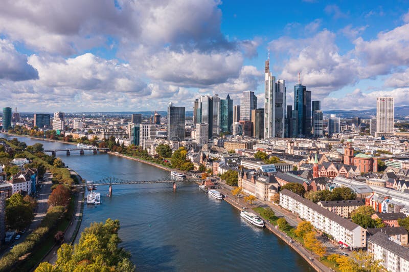 FRANKFURT, GERMANY - OCTOBER 10: Aerial View of the Skyline of ...