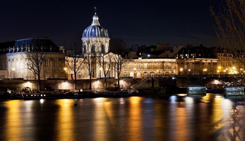 French Academy in Paris at Night Stock Photo - Image of architecture ...