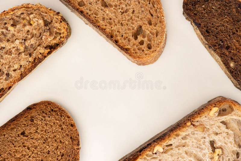 View of Fresh Brown Bread Slices on White Background Stock Photo ...
