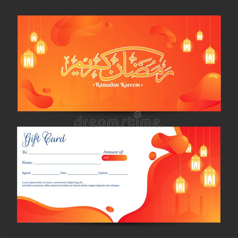 Horizontal Gift Certificate or Voucher Layout Set with Hanging Lanterns ...