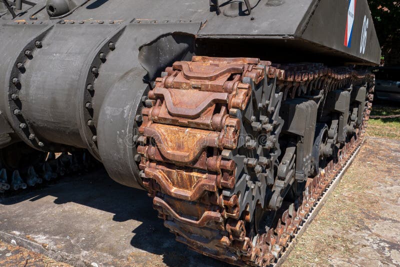 View of the Front of the Caterpillar Sherman Tank Stock Image - Image ...