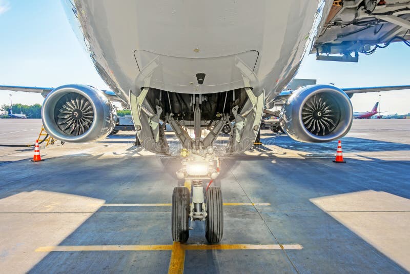 View of the Front Chassis, the Fuselage and Wings with Engines. Stock ...