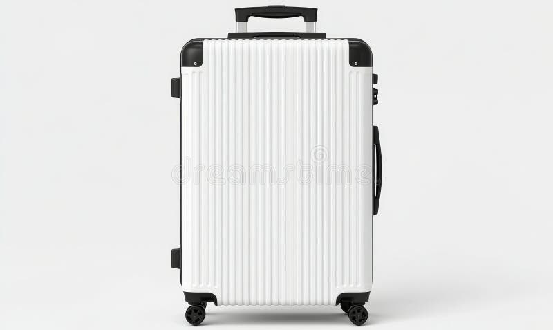 View of the Front of an Empty White Suitcase with a Handle Stock Photo ...