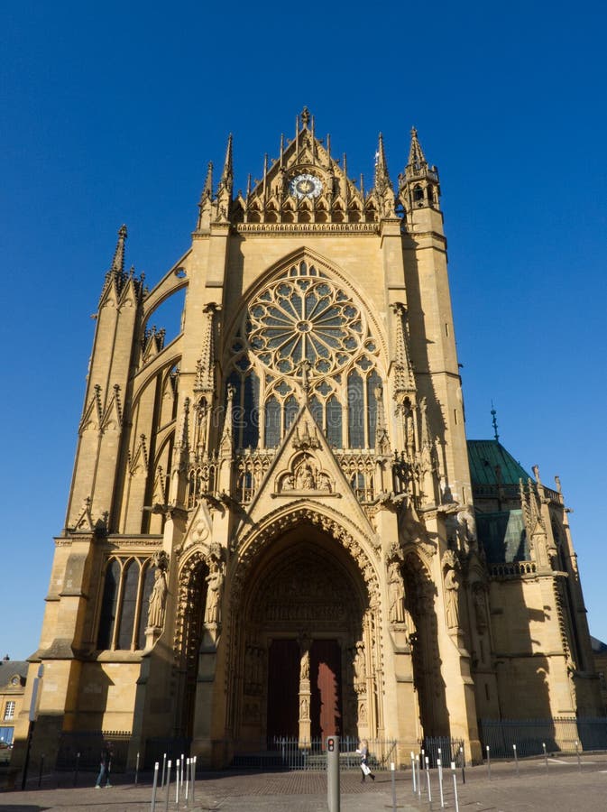 View on the Front Facade of the Cathedral in Metz Stock Photo - Image ...