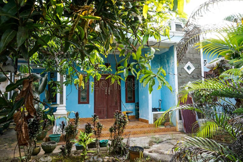 View of the Front of the House and Garden in the Morning Stock Image ...