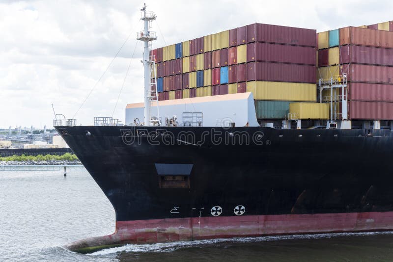 View of the Front Part of the Container Ship. Stock Image - Image of ...