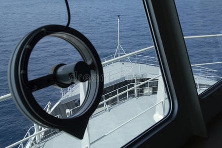 View of the Front Part of the Ship Bridge through the Window Stock ...