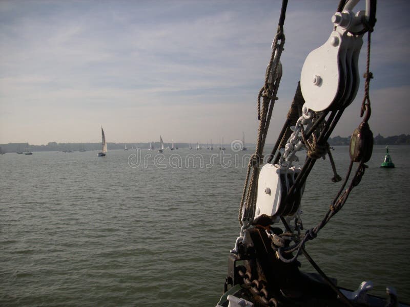 View From The Front Of A Sailing Ship Stock Image - Image of boats ...