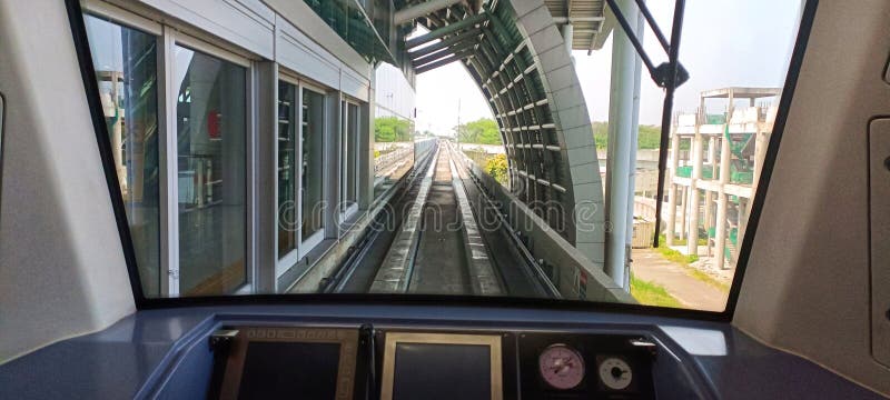 View in Front of the Skytrain Steering Wheel Stock Image - Image of ...