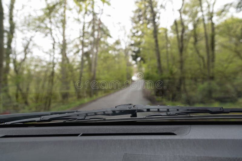 View from the Front Window of a Car on a Road in the Forest Stock Photo ...