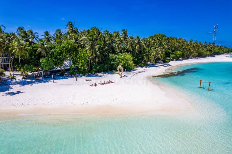 View of Fulidhoo Island in the Maldives Stock Image - Image of summer ...