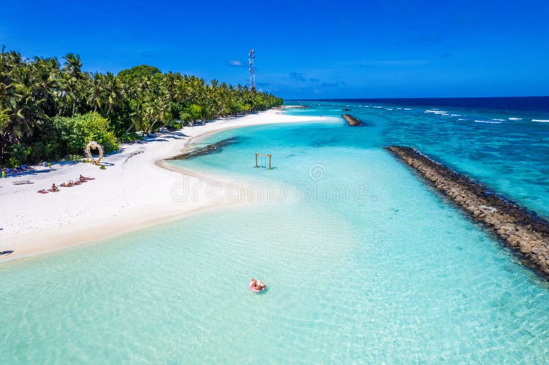 View of Fulidhoo Island in the Maldives Stock Photo - Image of horizon ...