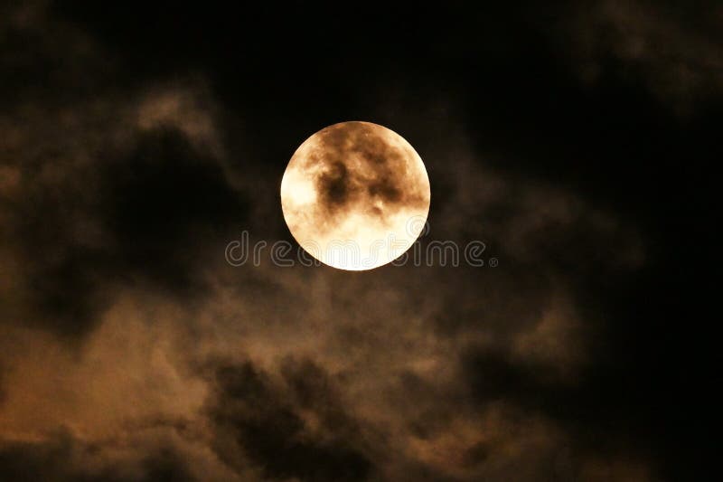 A View of the Full Moon and Clouds. Stock Photo - Image of black ...