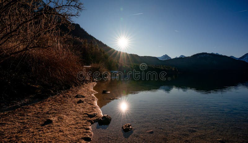 View of Fussen Lake in Spring, Spring Landscape in Germany Stock Image ...