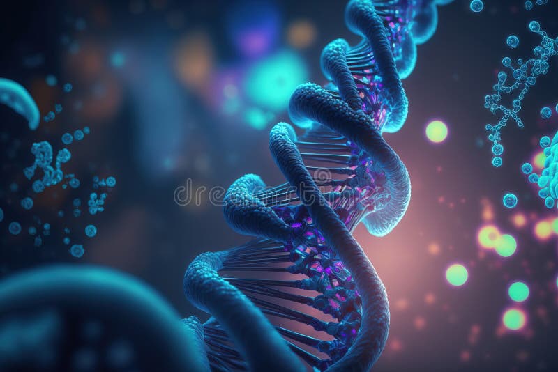 View Future Human DNA Molecules Under the Microscope. Concept of the ...