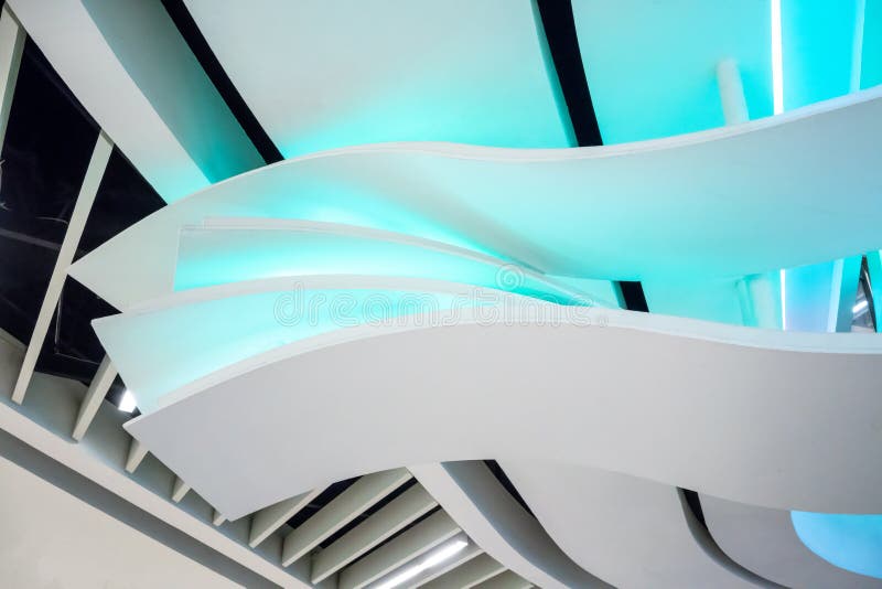 View of a Futuristic Ceiling with Lighting Installed Stock Photo ...