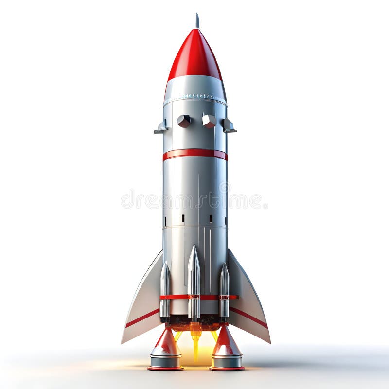 View of Futuristic Space Rocket on White Background Stock Illustration ...