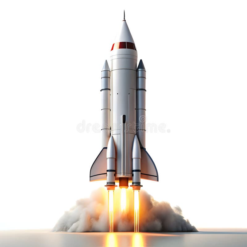 View of Futuristic Space Rocket on White Background Stock Illustration ...