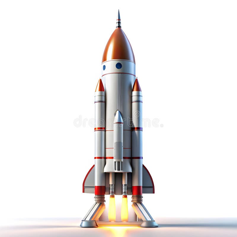 View of Futuristic Space Rocket on White Background Stock Illustration ...