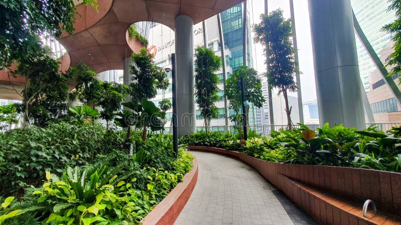 View of a Garden Inside of CapitaSpring Skyscraper in Downtown Area ...