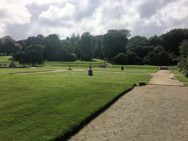 A View of the Gardens at Pencarrow House Stock Image - Image of clouds ...