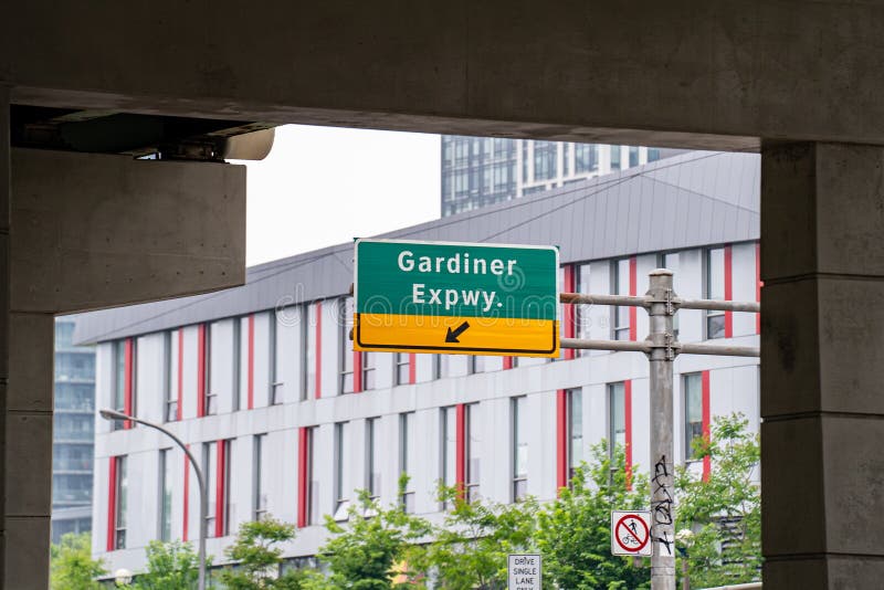 View of the Gardiner Expressway Sign in Toronto Stock Photo - Image of ...