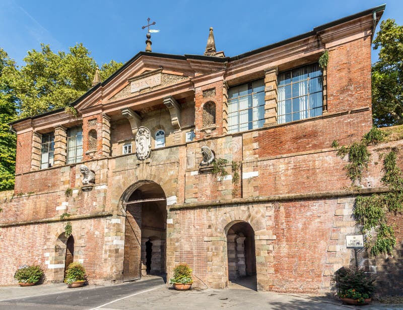 View at the Gate of San Pietro in the Streets of Lucca in Italy Stock ...
