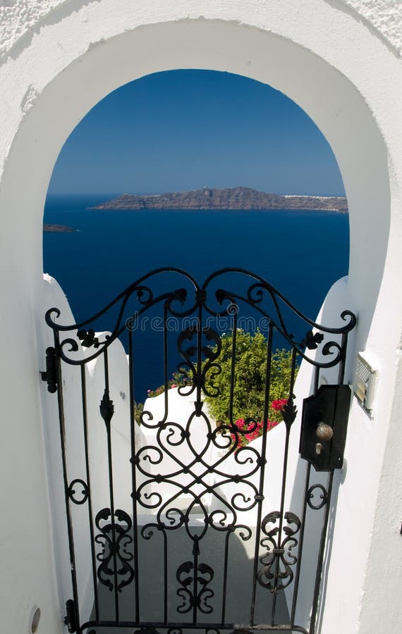 View through a Gate, Santorini, Greece Stock Image - Image of nature ...