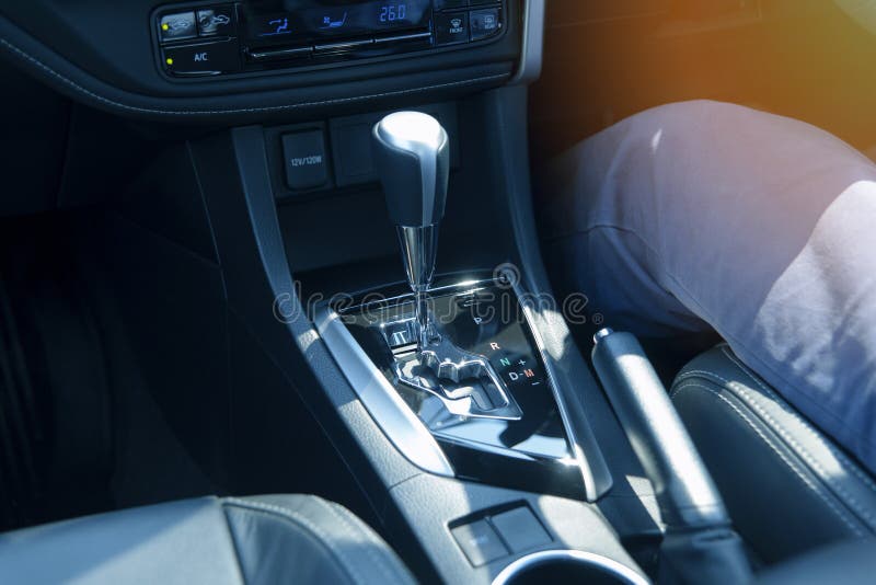 View of a Gear Lever Shift. Stock Image - Image of lever, black: 130179509