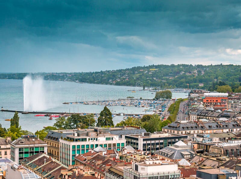 View of Geneva Old Town stock photo. Image of swiss, canton - 53653654