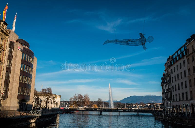 View of Geneva in Switzerland Editorial Stock Image - Image of urban ...