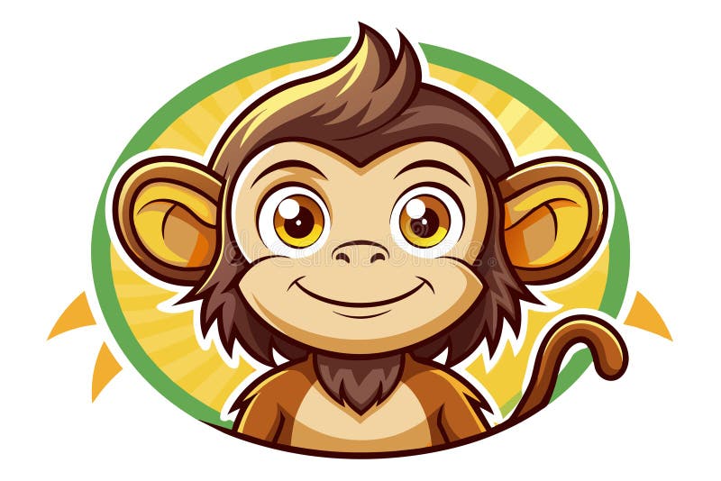 Genius Monkey Logo. Cute Cartoon Mascot with White Background Stock ...