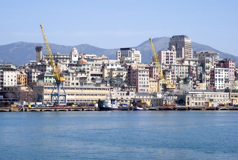View of Genoa from the sea stock photo. Image of assist - 39671028