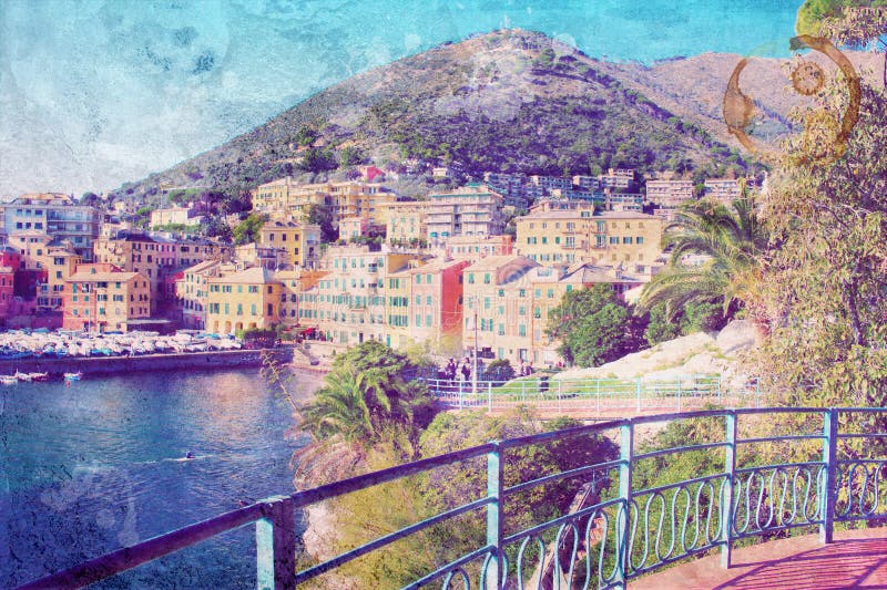 View of Genova Nervi. stock photo. Image of boat, outdoor - 62302020