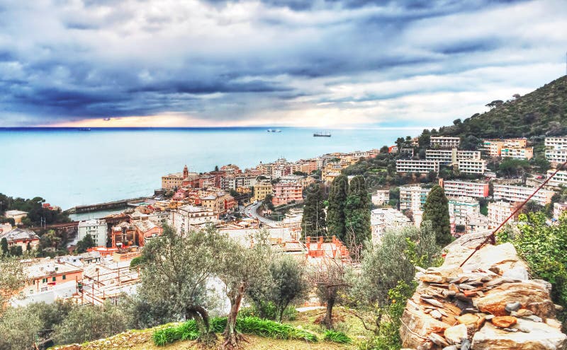 View of Genova Nervi. stock photo. Image of city, panorama - 67838354