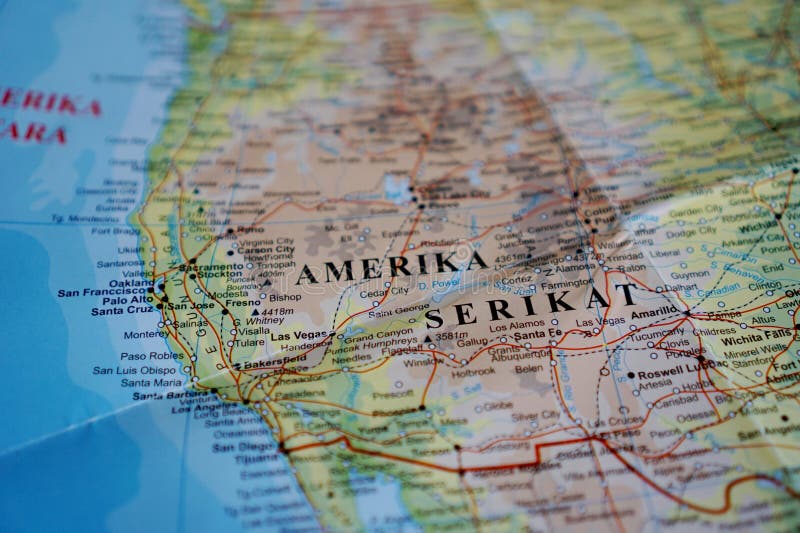View of Geographical Map of America is Shown on a Map Stock Photo ...