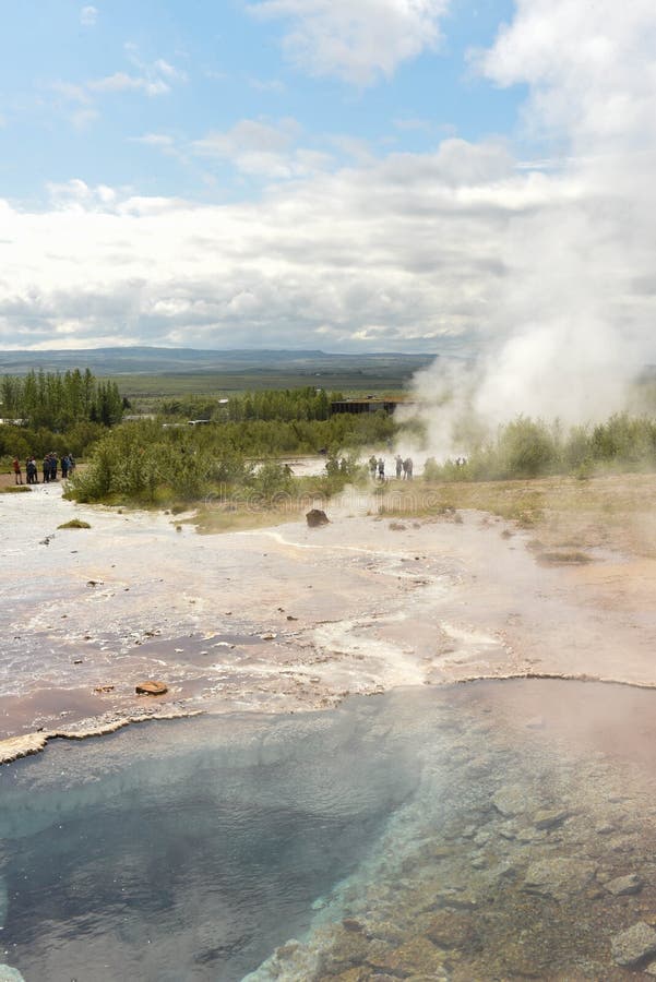 View at the Geothermal Field of Geysir in Iceland Stock Image - Image ...