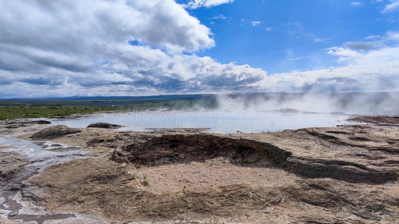 View at the Geothermal Field of Geysir in Iceland Stock Image - Image ...