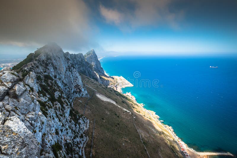 View of the Gibraltar Rock from the Upper Rock Stock Photo - Image of ...