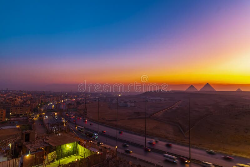 View of Giza from Above at Sunrise Stock Photo - Image of ancient ...