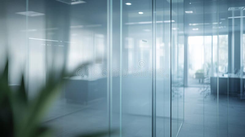 A View through Glass Walls of an Office Interior Stock Illustration ...