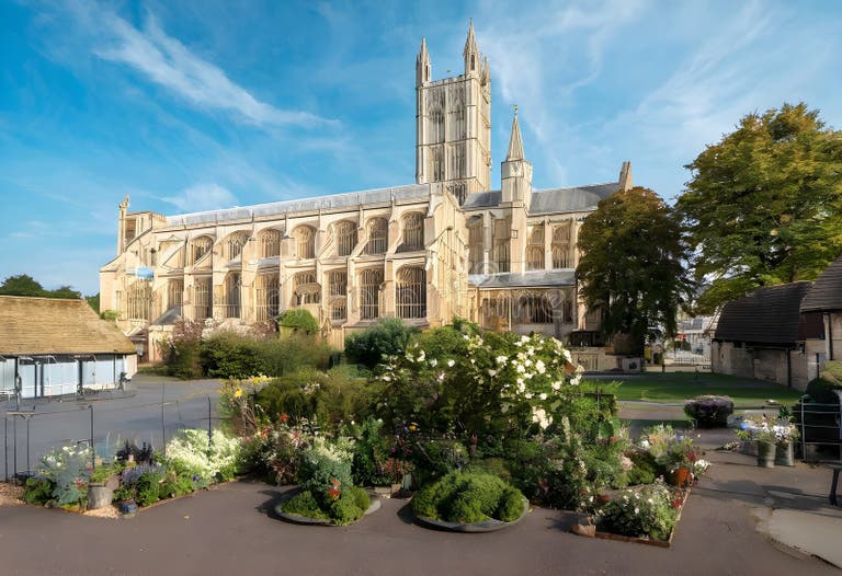 A View of Gloucester Cathedral Stock Illustration - Illustration of ...