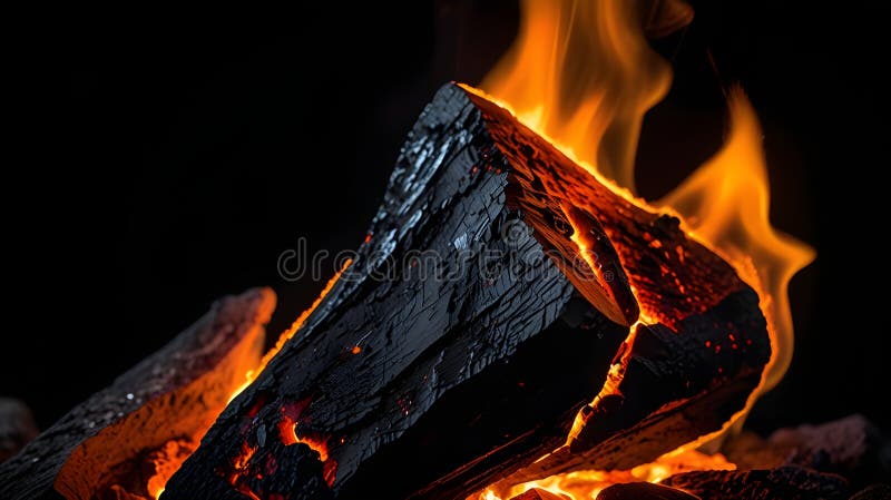 A Glowing Ember with Soft Firelight Fading into a Black Background ...