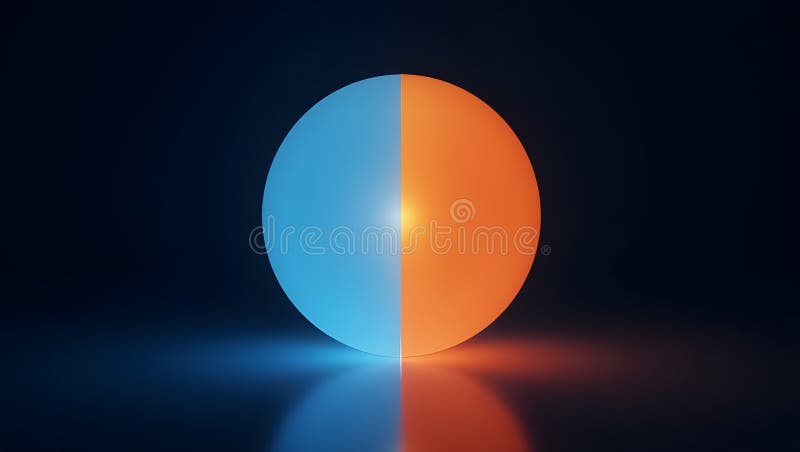 A Glowing Sphere Split into Two Halves, One Cold and One Warm ...