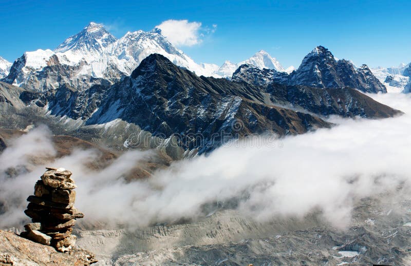 View from Gokyo Ri To Everest Stock Image - Image of area, country ...