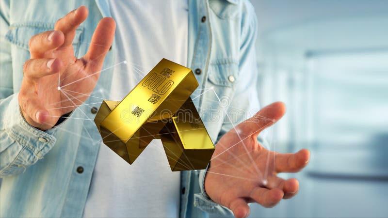 Gold Bullion Shinning in Front of Connection - 3d Render Stock Photo ...