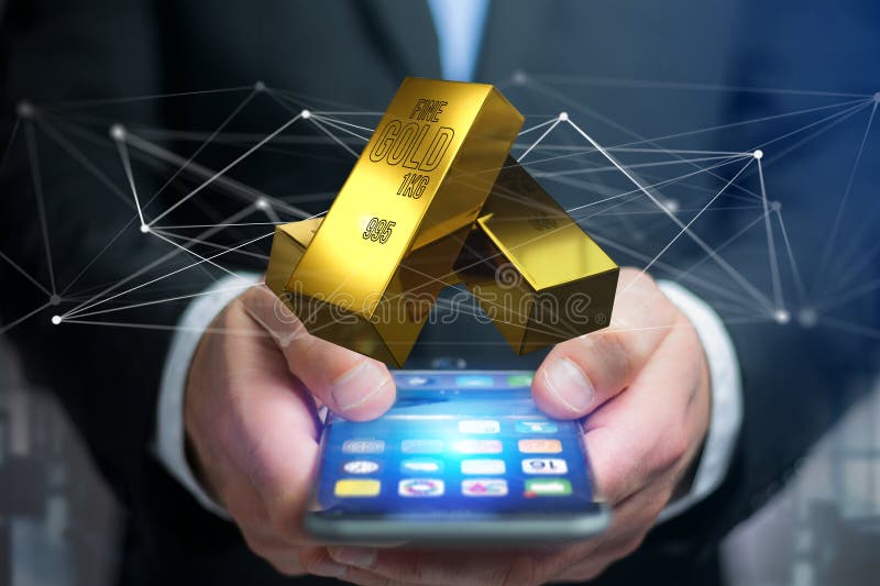 Gold Bullion Shinning in Front of Connection - 3d Render Stock ...