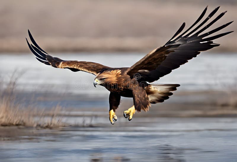 A View of a Golden Eagle in Flight Stock Illustration - Illustration of ...