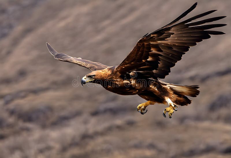 A View of a Golden Eagle in Flight Stock Illustration - Illustration of ...
